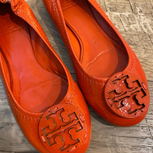 Tory Burch | Shoes | Tory Burch Orange Leather Ballet Flats | Poshmark